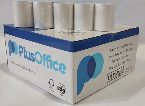 ROLLO DE PAPEL TERMICO PLUSOFFICE PARA MAQUINA FISCAL 80X65 - Tienda de Corporación Tecnopapel ...
